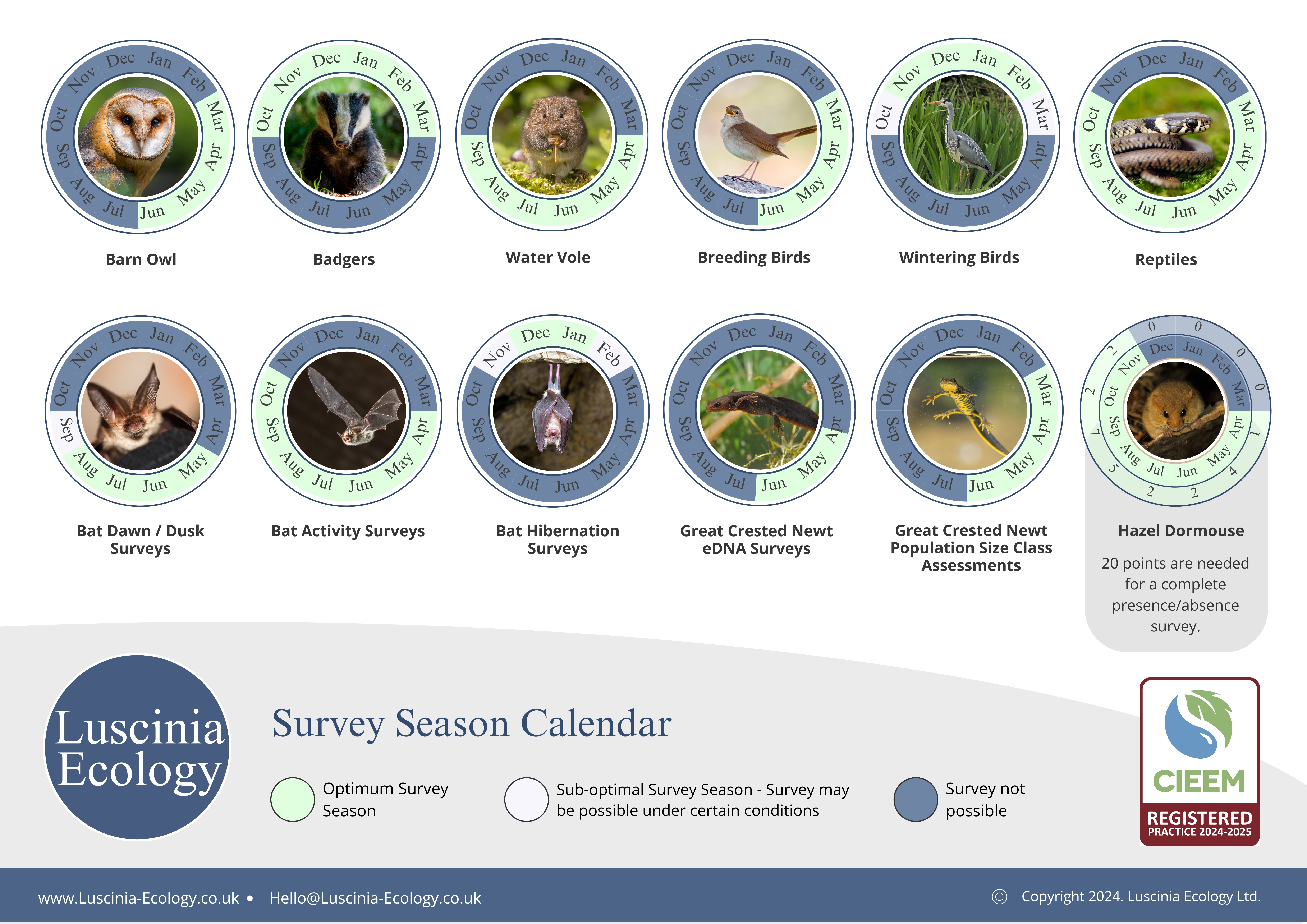 Luscinia Ecology Ltd - Survey Calendar
